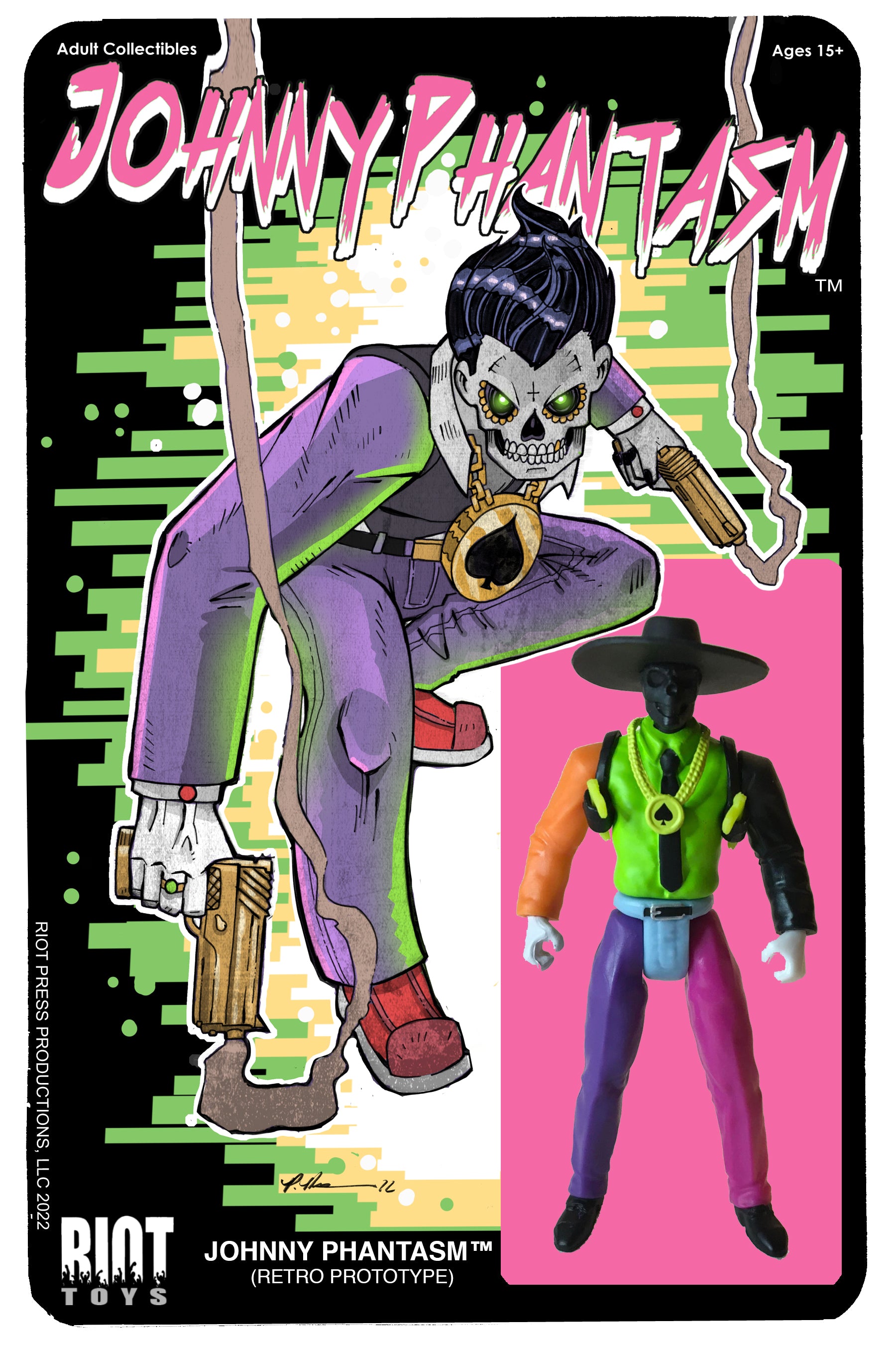 Retro Prototype Johnny Phantasm on card back – Riot Press